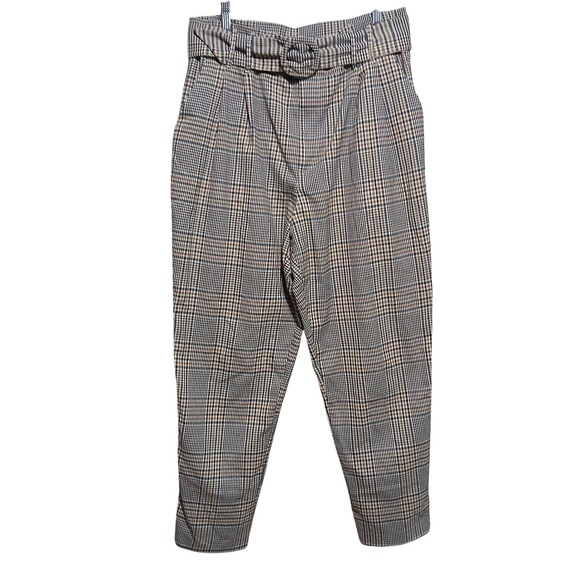 Zara | Pants & Jumpsuits | Zara Trf Collection Plaid Belted High ...
